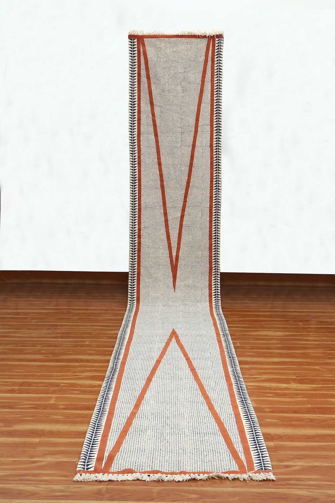 Cotton Runner Burnt Orange Cotton Rug Handmade Cotton Rug Flat Weave ...