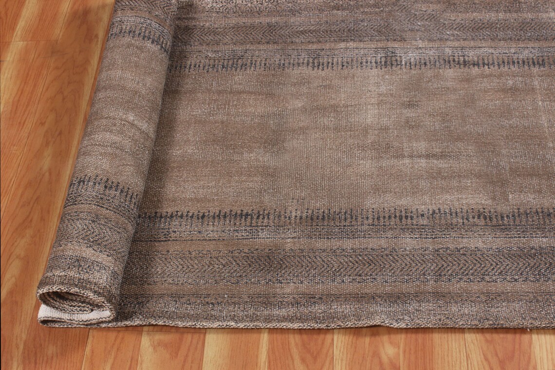 Hand Woven Brown Cotton Kilim Rug - Home Decor Floor Mat - Etsy