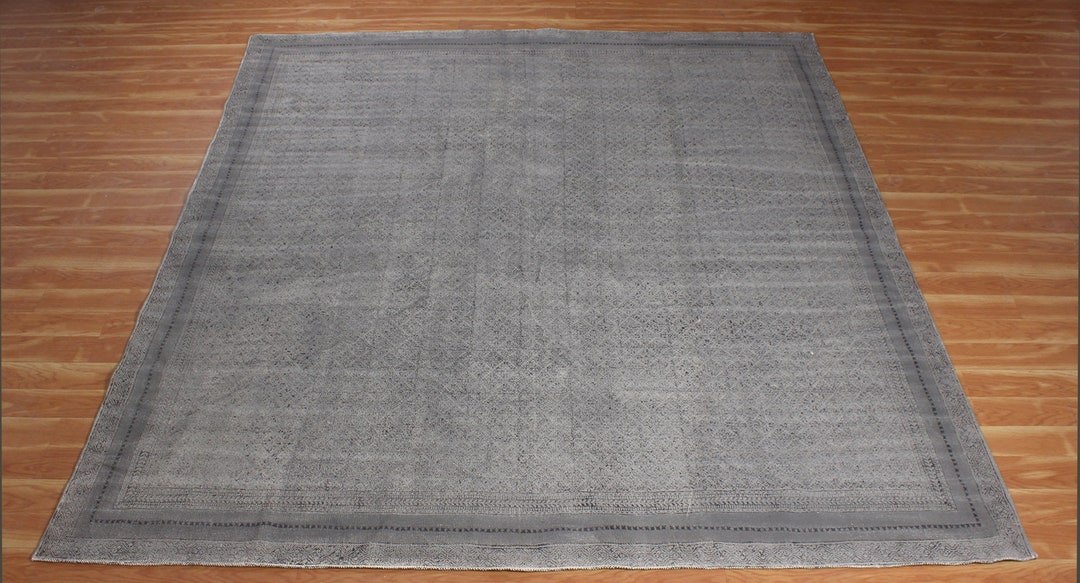 Gray Hand Woven Cotton Area Rug, Large Size Home Decor - Etsy