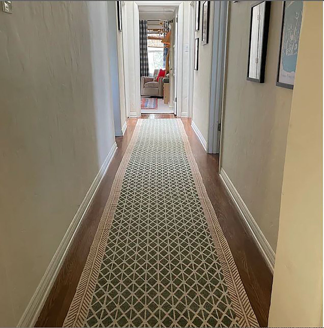 Hand Block Printed Cotton Hallway Runner Rug – Green Geometric Rug - Etsy