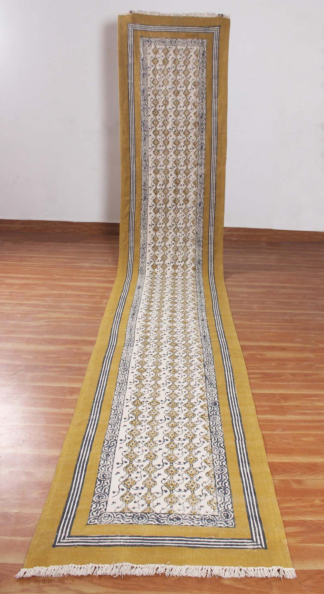 Yellow Stair Runner Rug Extra Large Runner Area Rug Block Printed ...