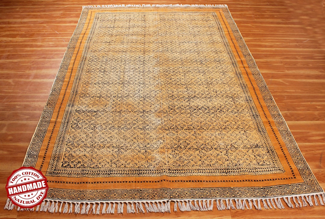 Bronze Cotton Area Durries Indian Handmade Woven Floor Rug Kitchen ...