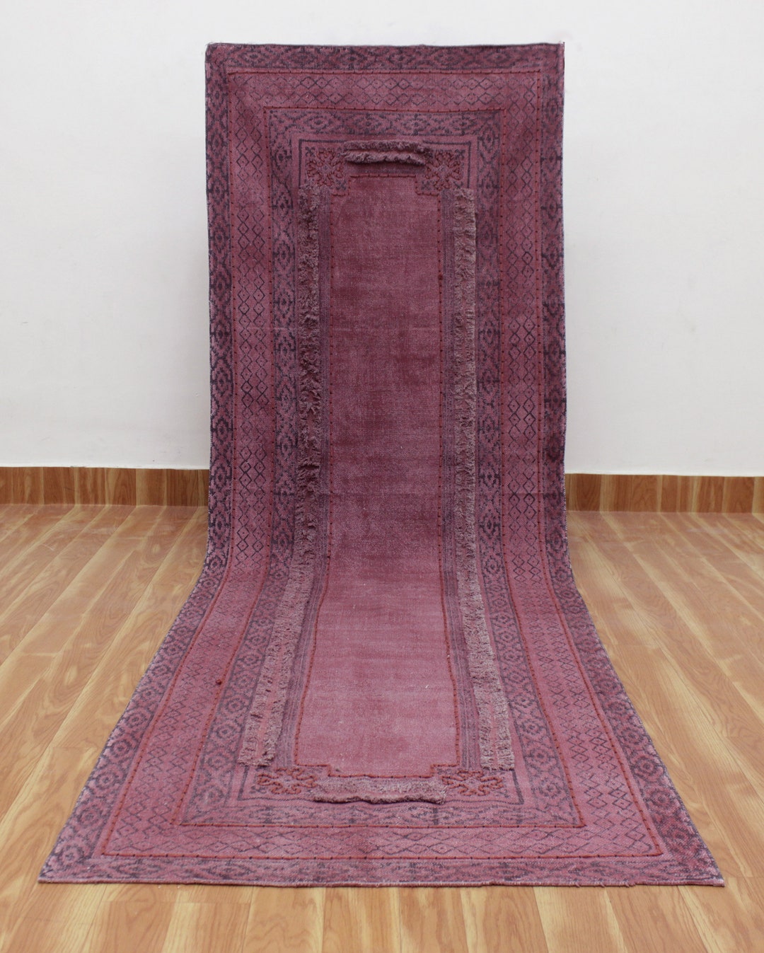 Purple Hallway Runner Cotton Area Rug Hand Woven Durries Living Bedroom ...