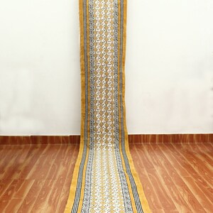 Extra Large Runner Hand Block Print Carpet Cotton Bohemian Rug Yellow ...