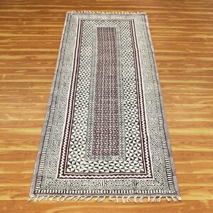 Hand Block Printed Indian Cotton Runner Rug, Hallway Dhurrie Rug - Etsy