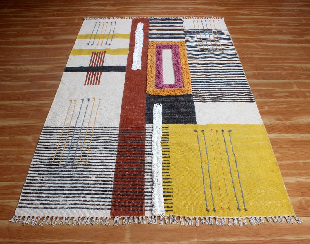 Indian Handmade Rug Hand Block Printed Rug Cotton Area Rug Living Room ...