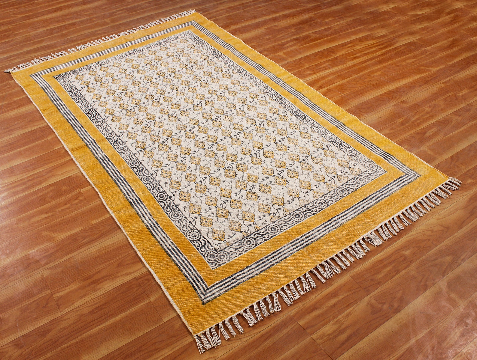 Handmade Yellow Rug Hand Block Print Area Rug Outdoor Yoga Rug - Etsy