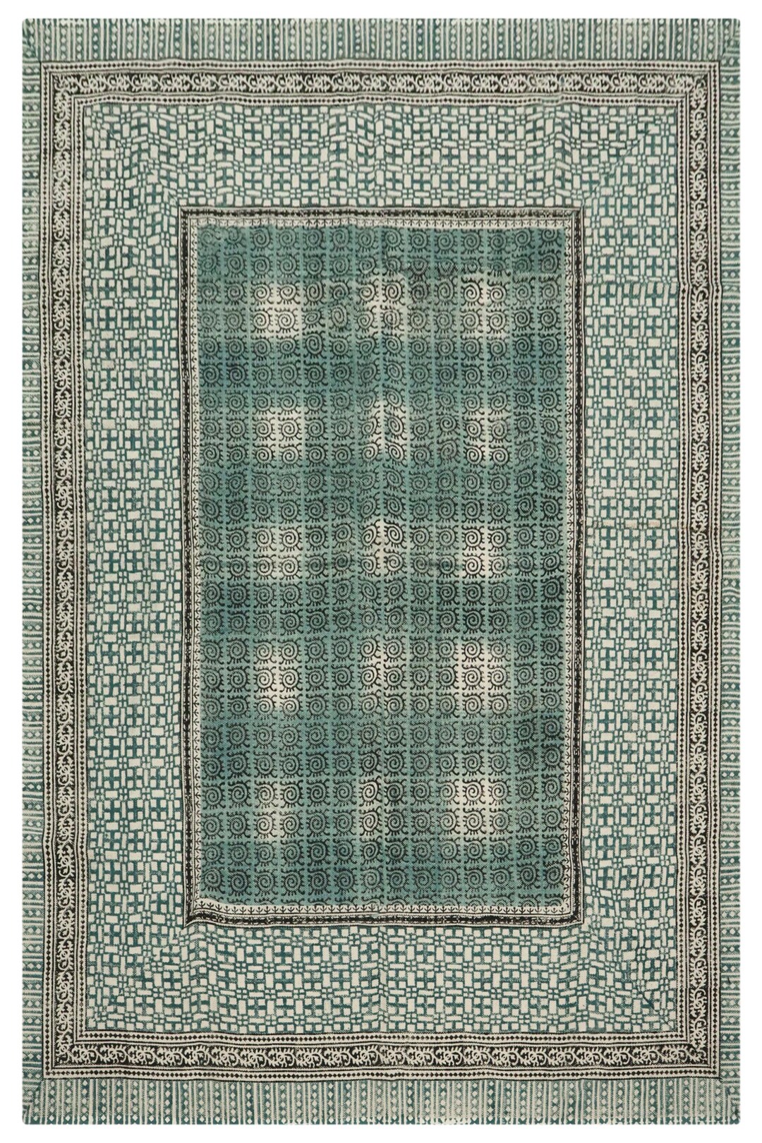 Handmade Indian Rug, Hand Block Print Rug, Outdoor, Dining Room/ Living ...