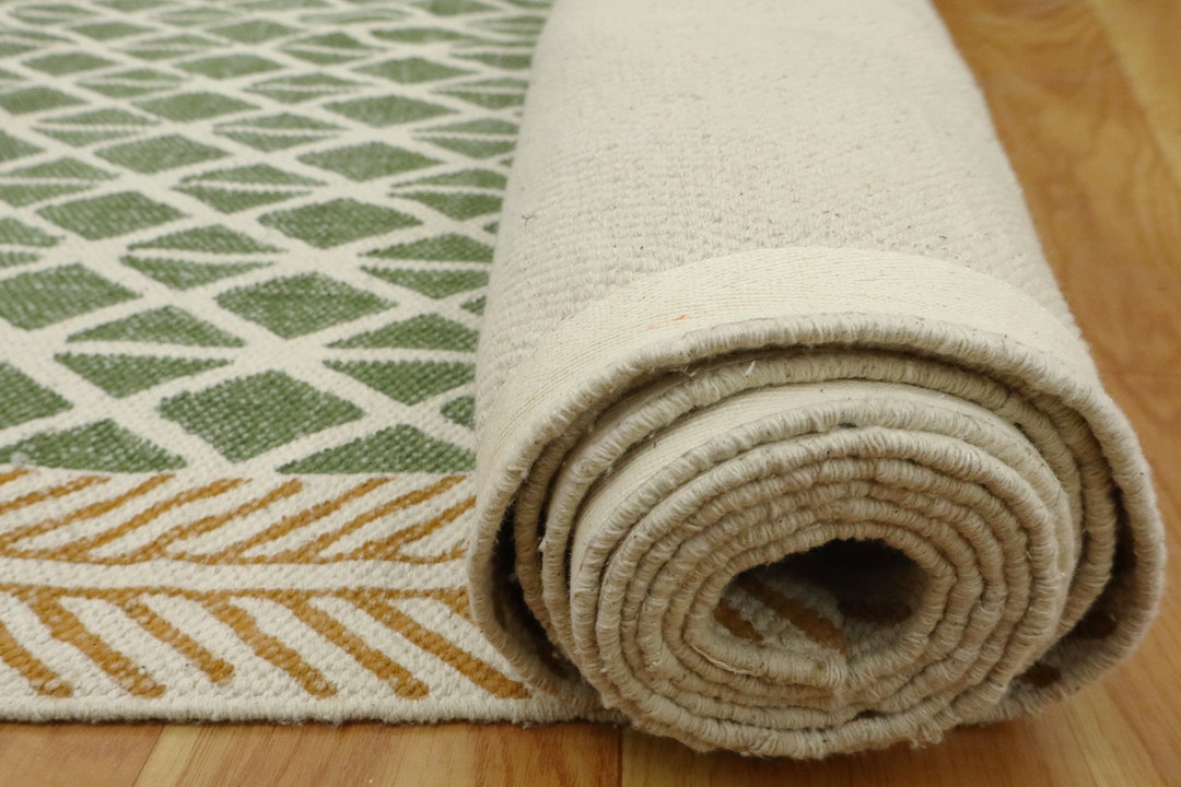 Extra Large Runner Hallway Stair Runner Green Handmade Rug Washable ...