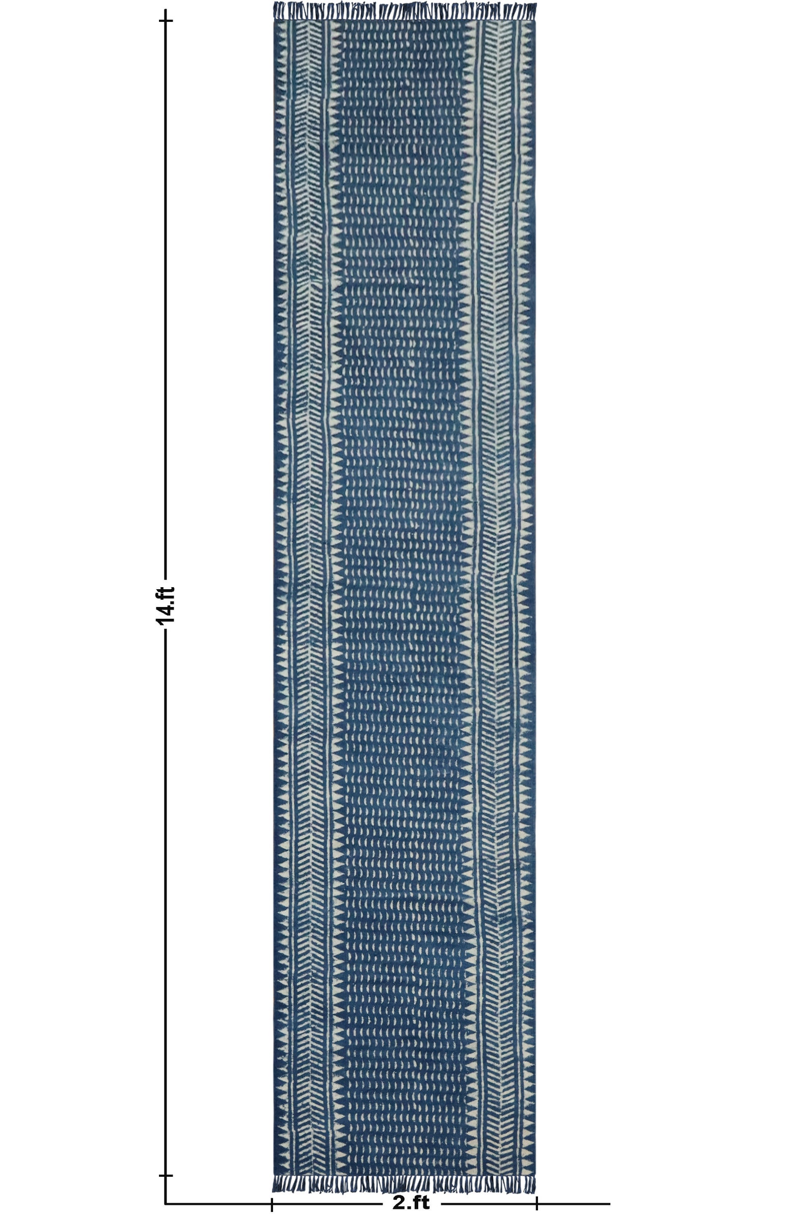 Custom Cotton Runner Rug: Indigo Blue Dabu Print, Hand Blocked - Etsy
