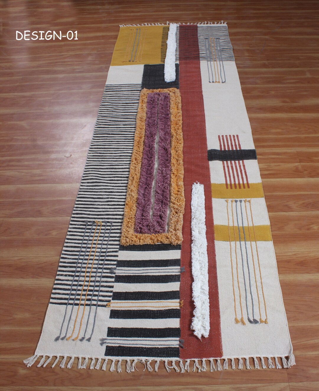 Hand Block Print Rug Handmade Runner Rug Woven Cotton Rug Kitchen ...