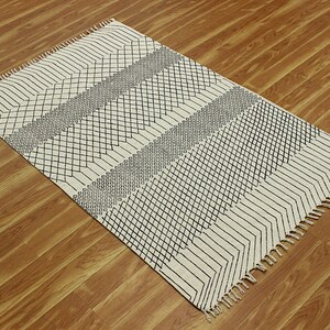 Black Hand Block Printed Rug Hand Washable Runner Hallway Stair Runner ...