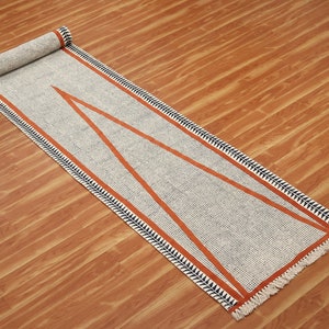 Cotton Runner Burnt Orange Cotton Rug Handmade Cotton Rug Flat Weave ...