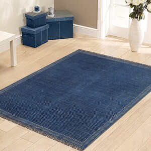 Handmade Indigo Dabu Printed Cotton Rug - Indian Hallway Runner - Etsy