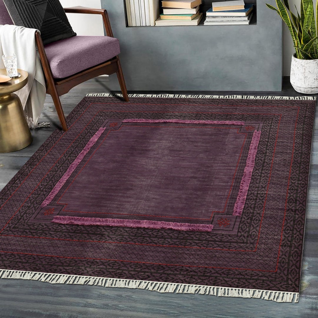 Indian Handmade Square Rug Hand Block Print Area Rug Living Room Kilim ...