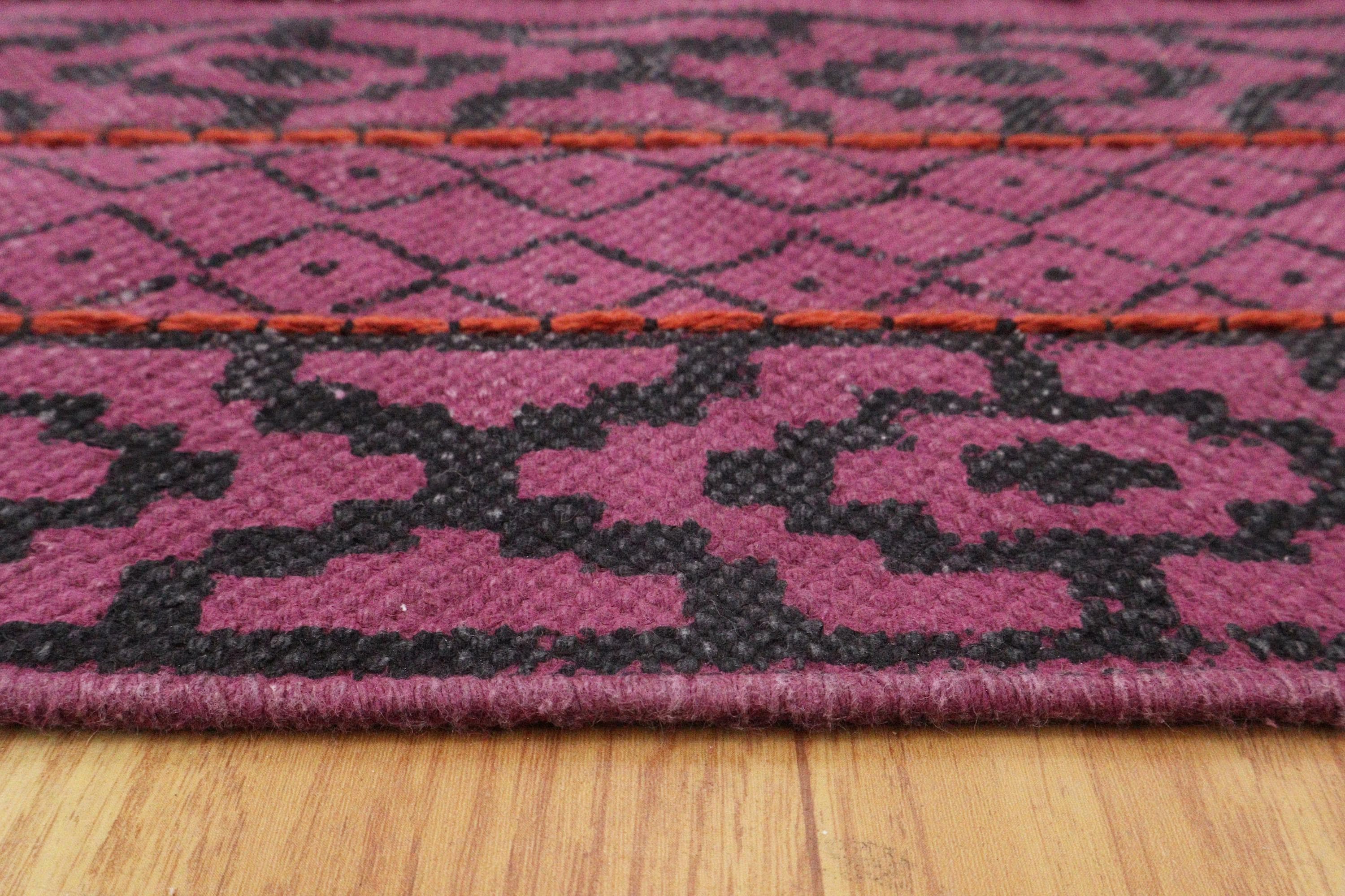 Purple Cotton Hallway Runner Rug, Handwoven Boho Area Rug - Etsy