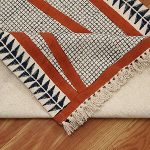 Cotton Runner Burnt Orange Cotton Rug Handmade Cotton Rug Flat Weave ...