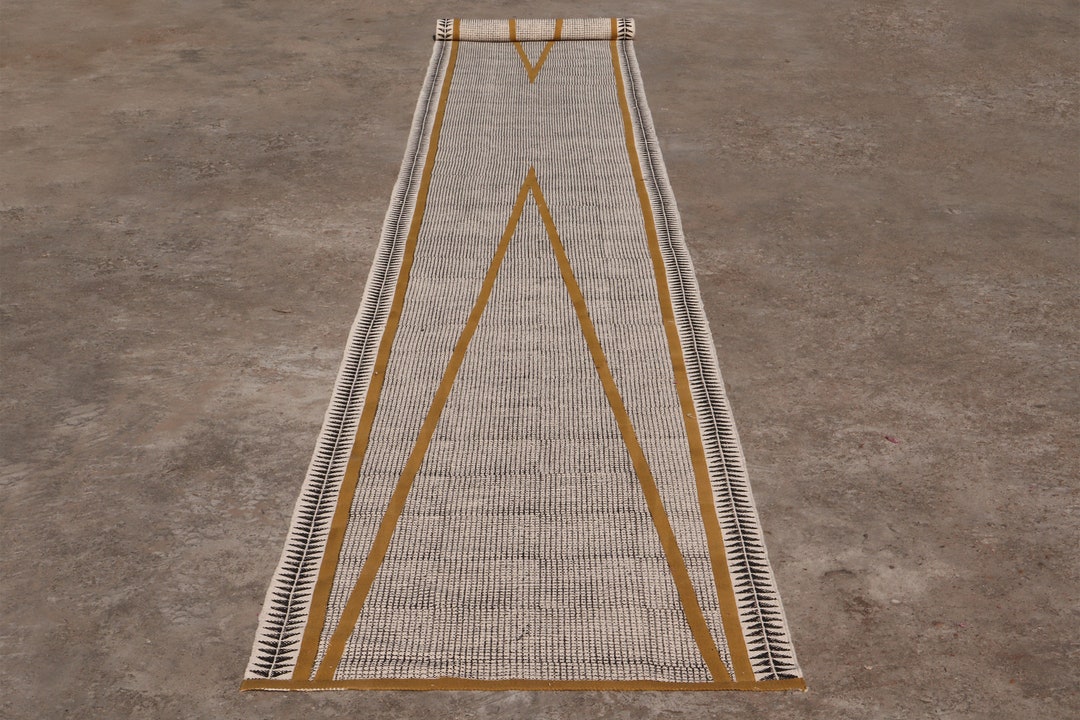 Extra Large Runner Handwoven Cotton Runner Mustard Yellow Cotton Runner ...