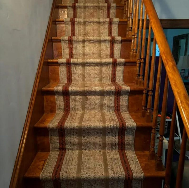 Large Stair Runner Rug Hand Block Printed Cotton Rug Hallway Runner Rug ...