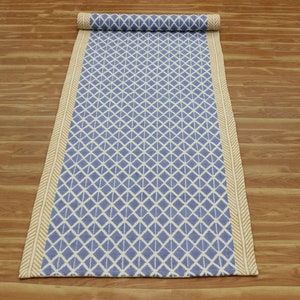 Extra Large Blue Runner Stair Runner Rug Block Printed Cotton Runner ...