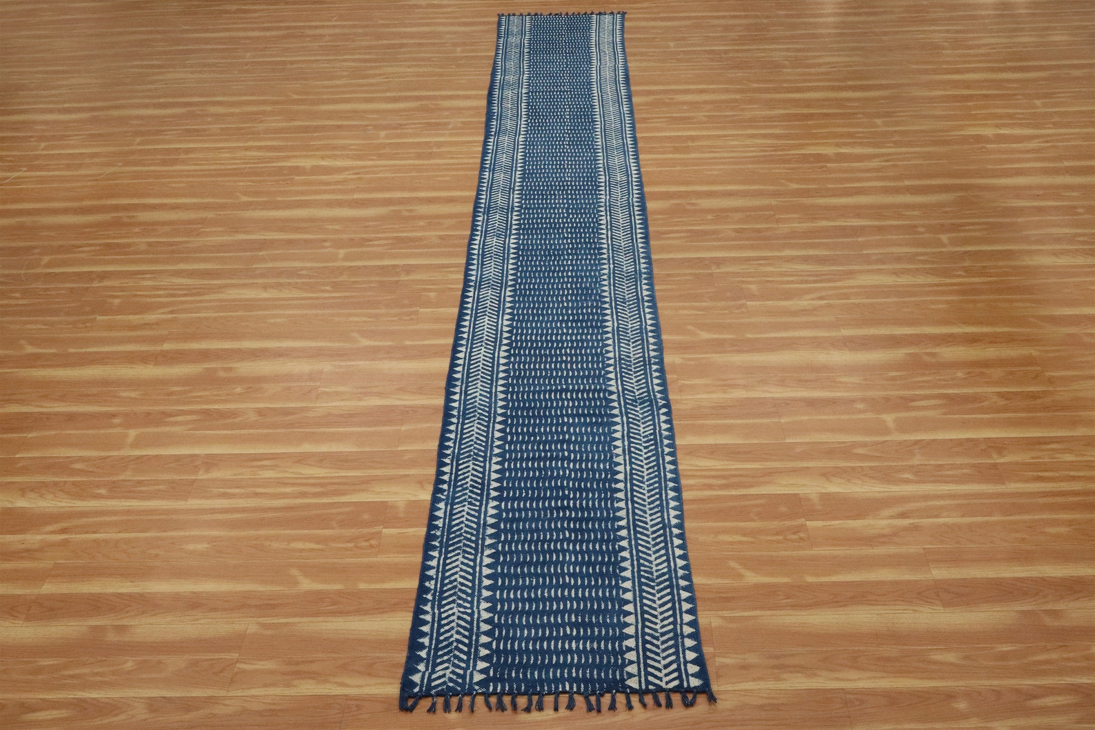 Custom Cotton Runner Rug: Indigo Blue Dabu Print, Hand Blocked - Etsy
