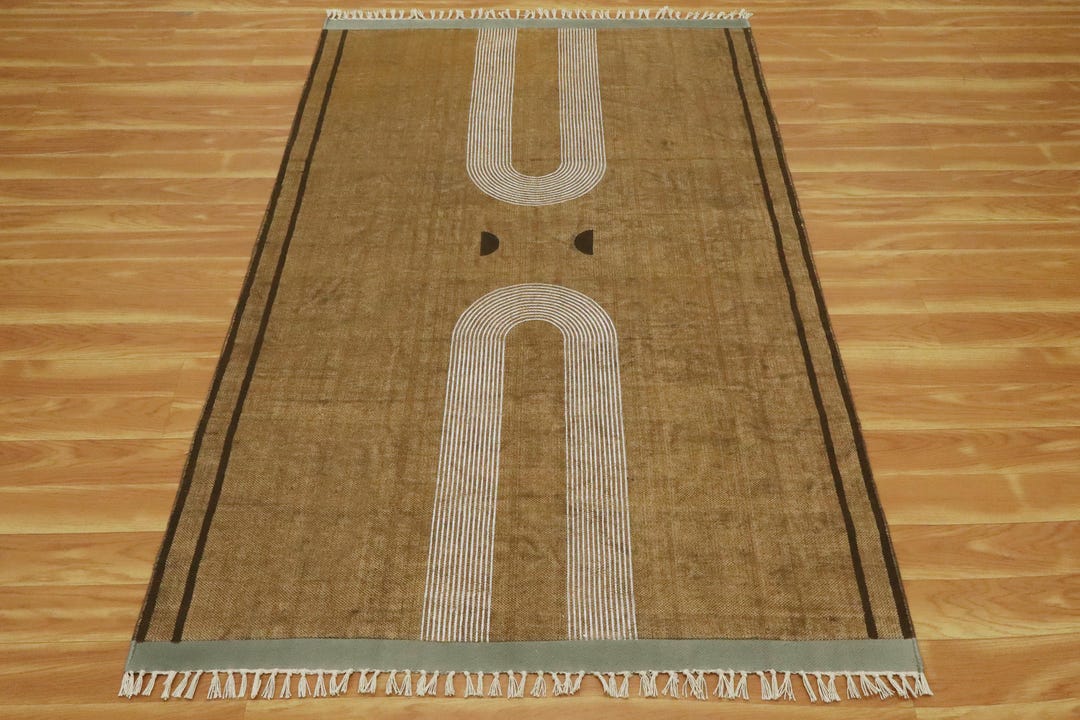 Hand Block Printed Brown Cotton Rug, Hallway Runner - Etsy