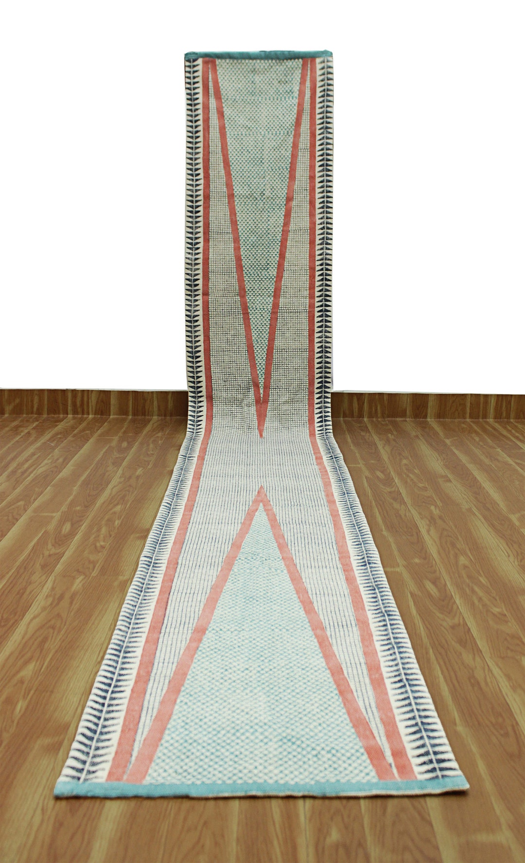 Indian Hallway Stair Runner Rug Block Printed Cotton Runner Blue Runner ...