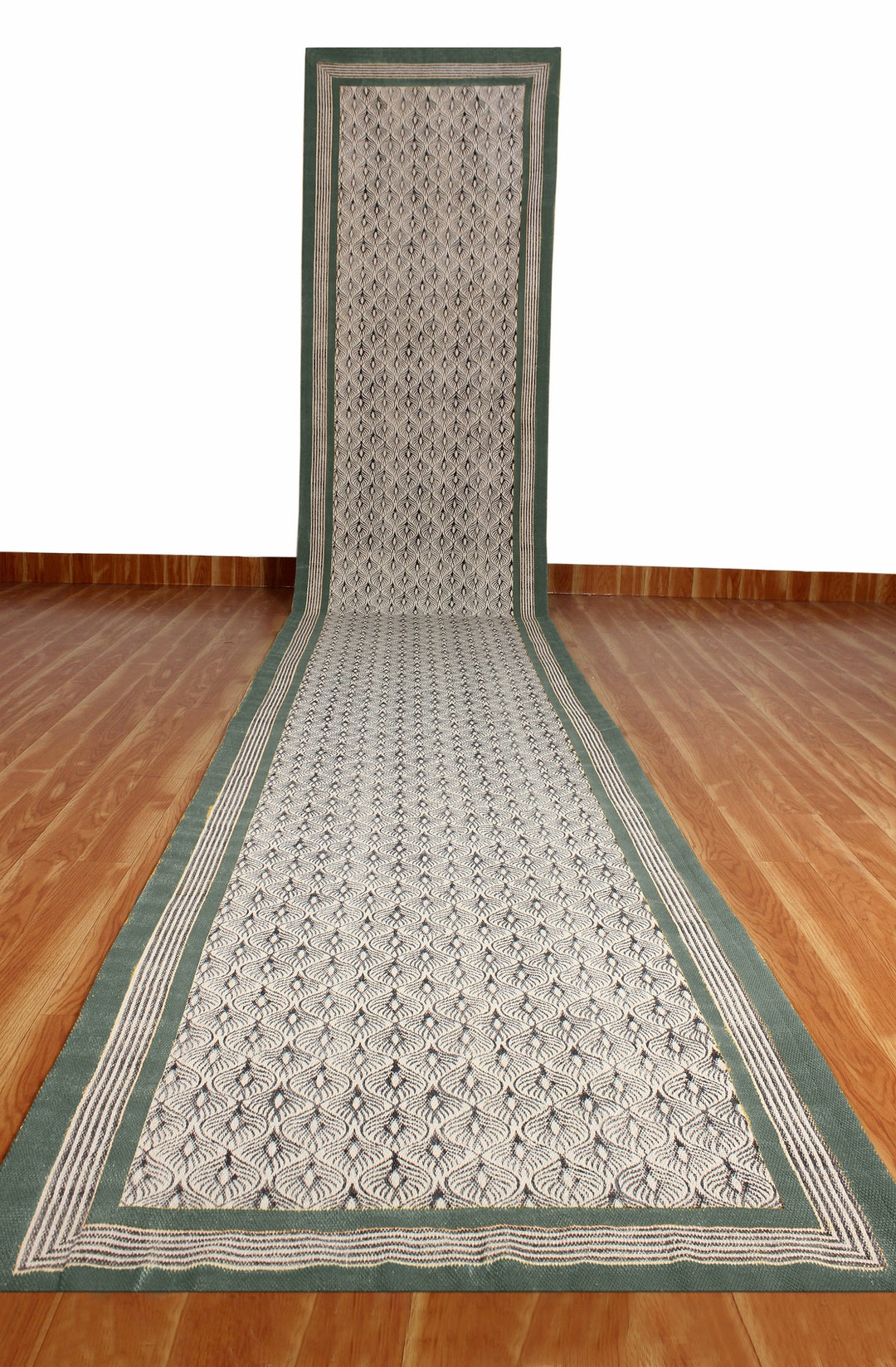 Green Block Print Runner Extra Large Runner Hallway Stair Runner Cotton ...