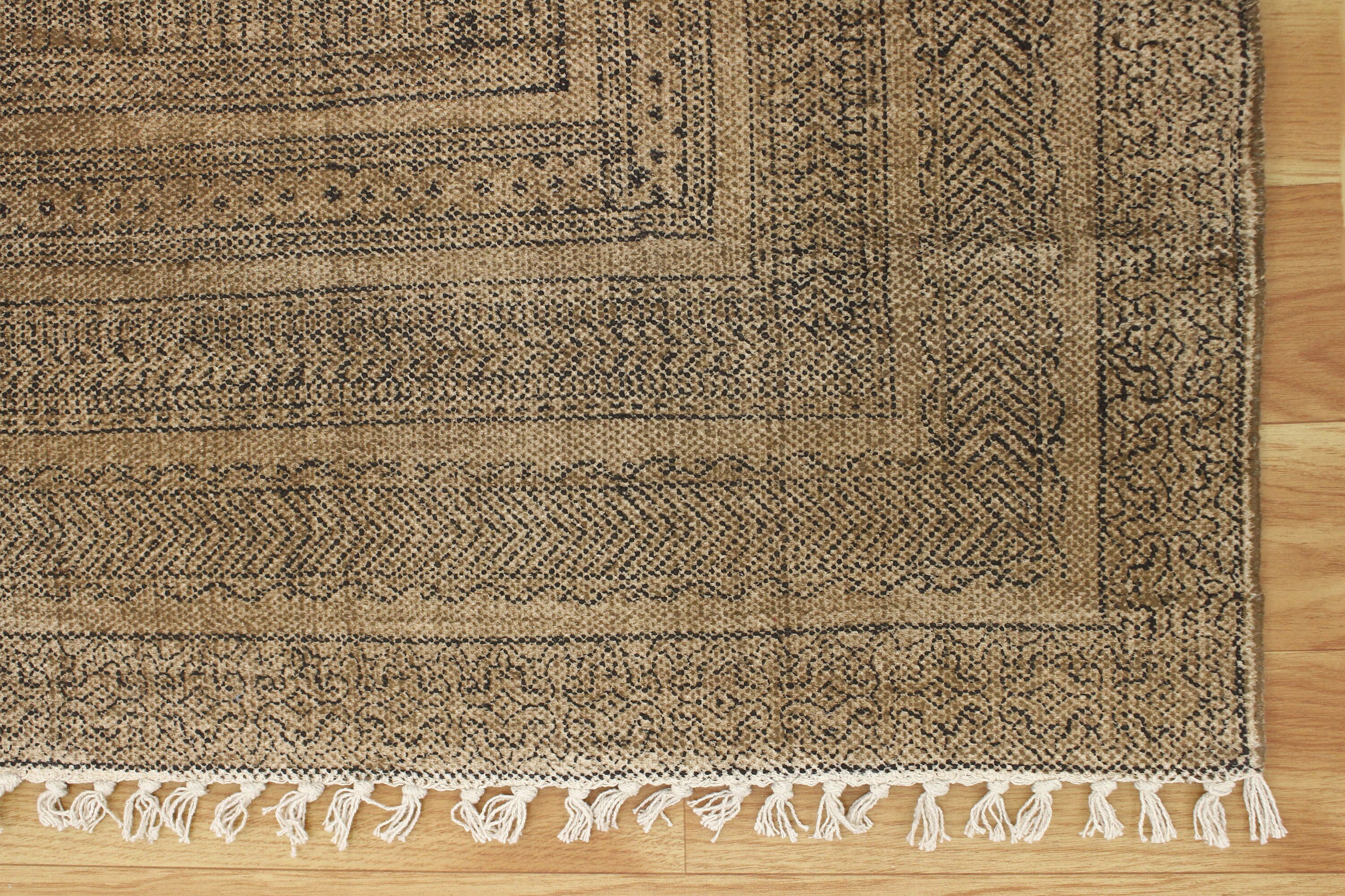 Bronze Runner Rug, Hand Block Print Cotton Dhurrie Kilim - Etsy