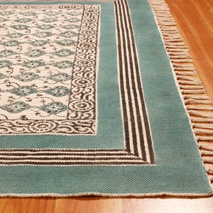 Indian Hand Block Print Area Rug Boho Living Room Rug Kitchen Cotton ...