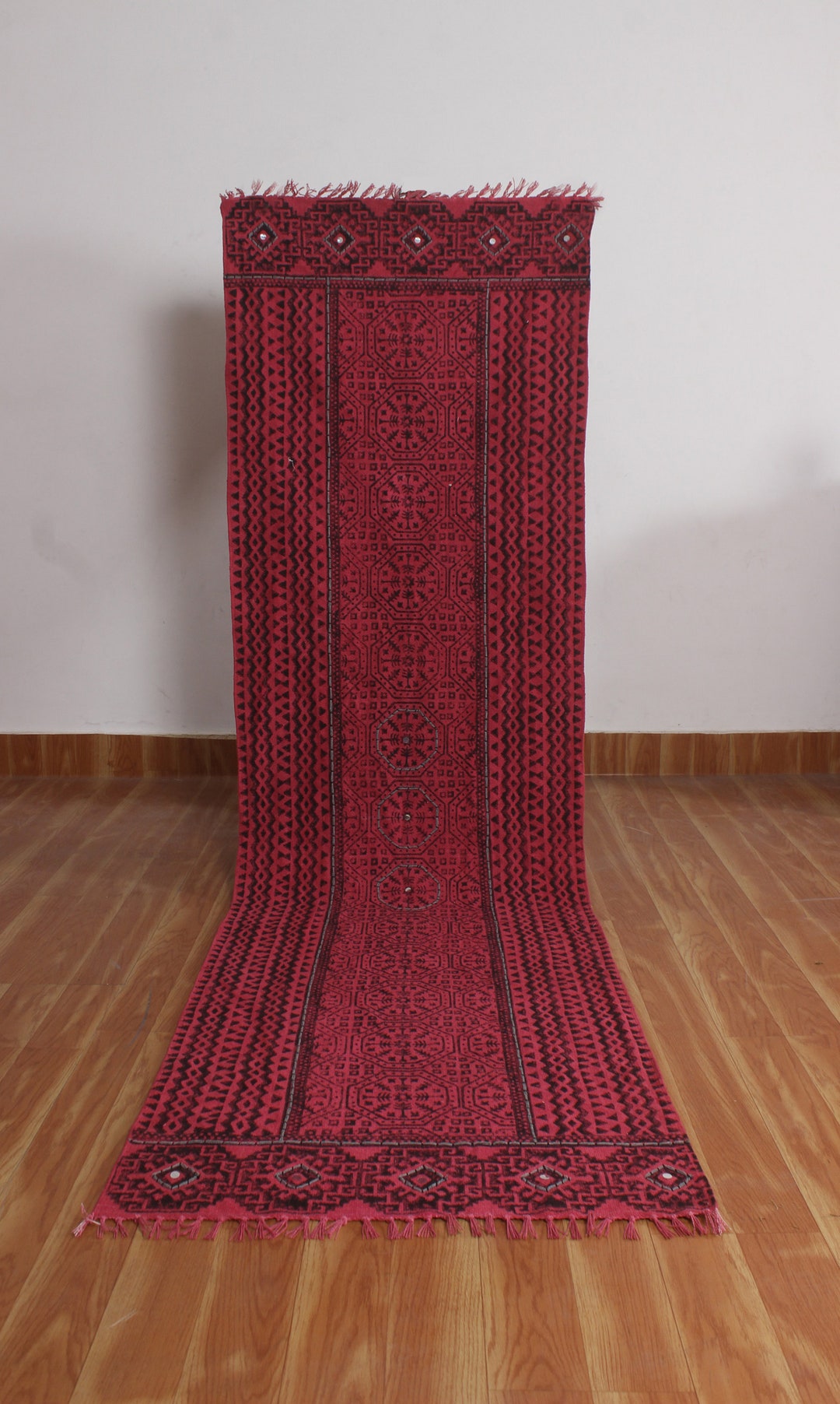 Handmade Red Cotton Runner Rug, Block Printed Hallway Carpet - Etsy