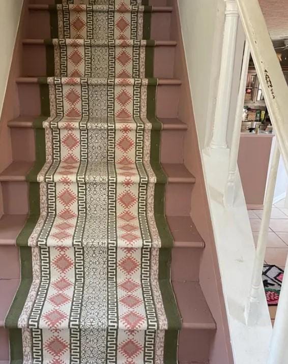 Hand Block Print Cotton Rug: Bohemian Stair Runner, Custom Size - Etsy