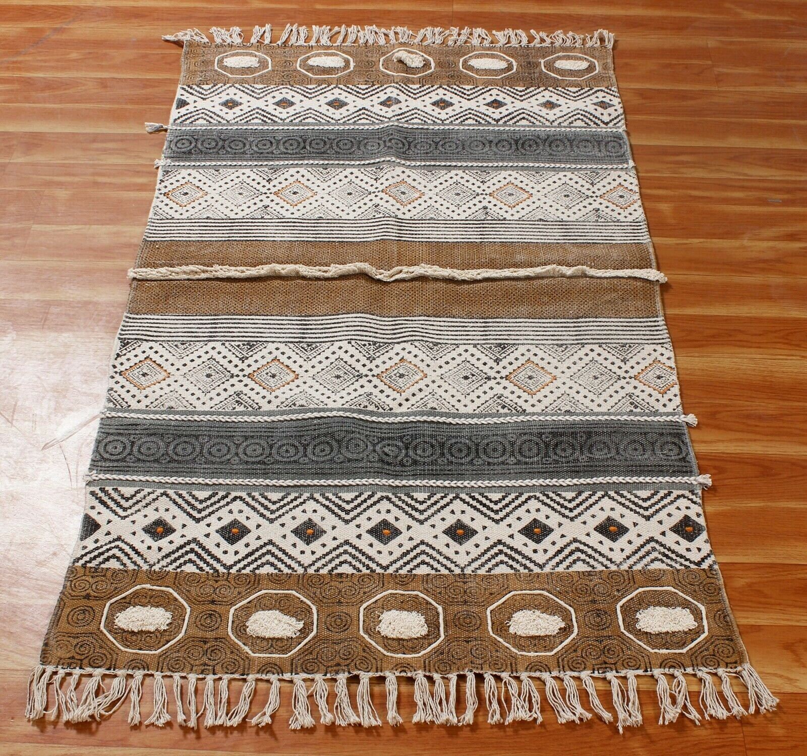 Floor & Rugs Handmade rug Hand block rug living room large flat weave ...