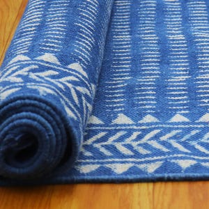 Handmade Indigo Dabu Printed Cotton Rug - Indian Hallway Runner - Etsy