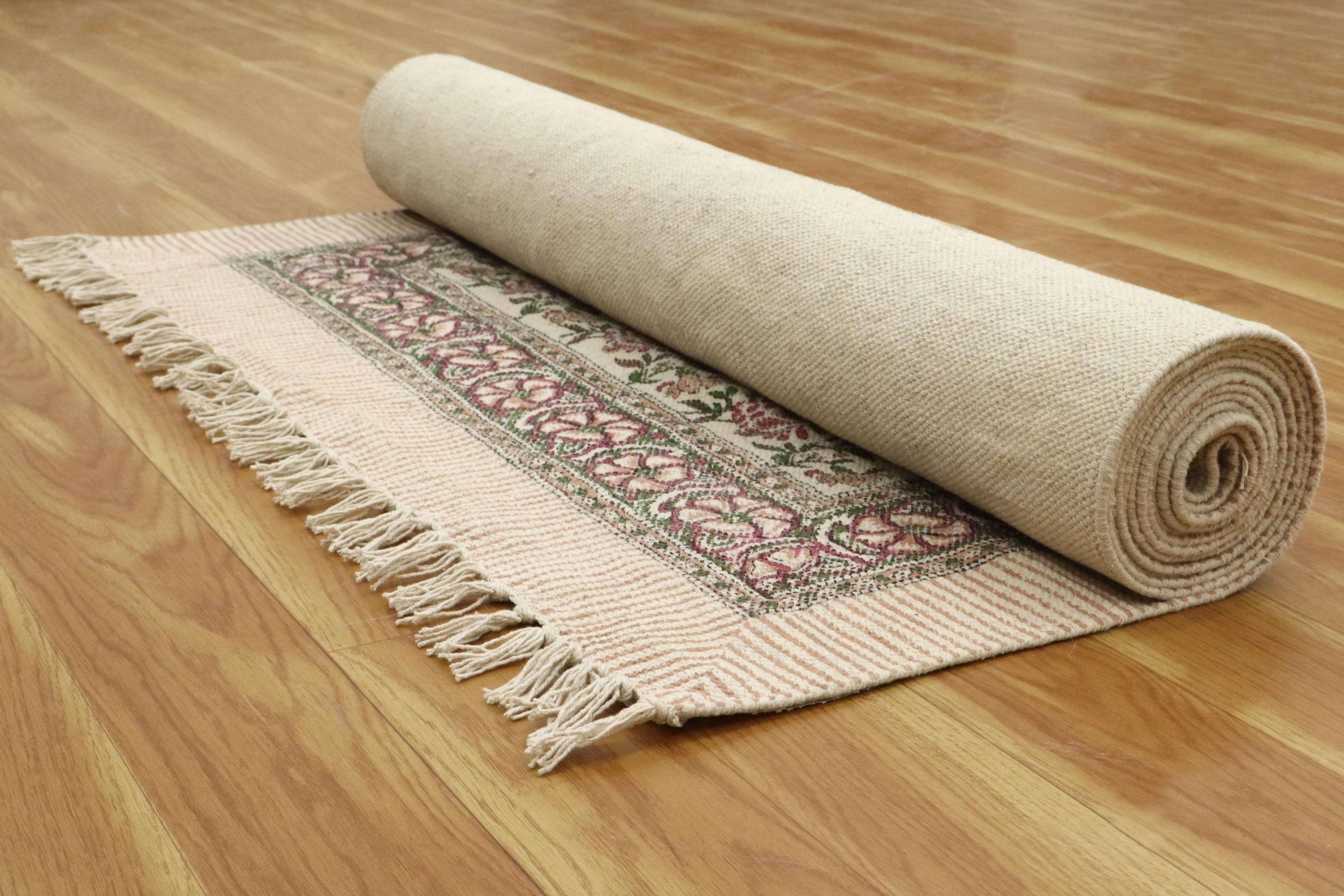 Large Hallway Stair Runner, Green Beige, Cotton Runner Rug, Kitchen ...