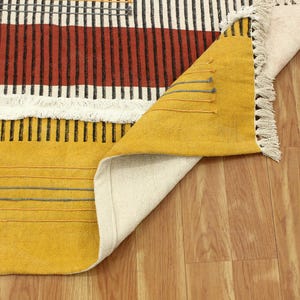 Brown Yellow Hallway Runner Kilim Cotton Carpet Dining Room Rug Hand ...