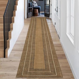Large Hallway Stair Runner Brown Cotton Runner Rug Kitchen Bathroom ...