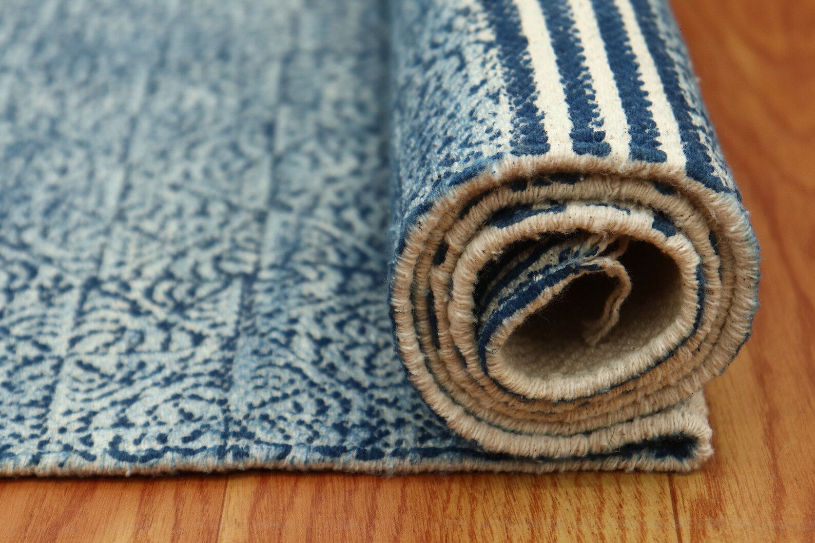 Hand Block Print Cotton Rug, Indigo Blue, Bohemian Kilim - Etsy