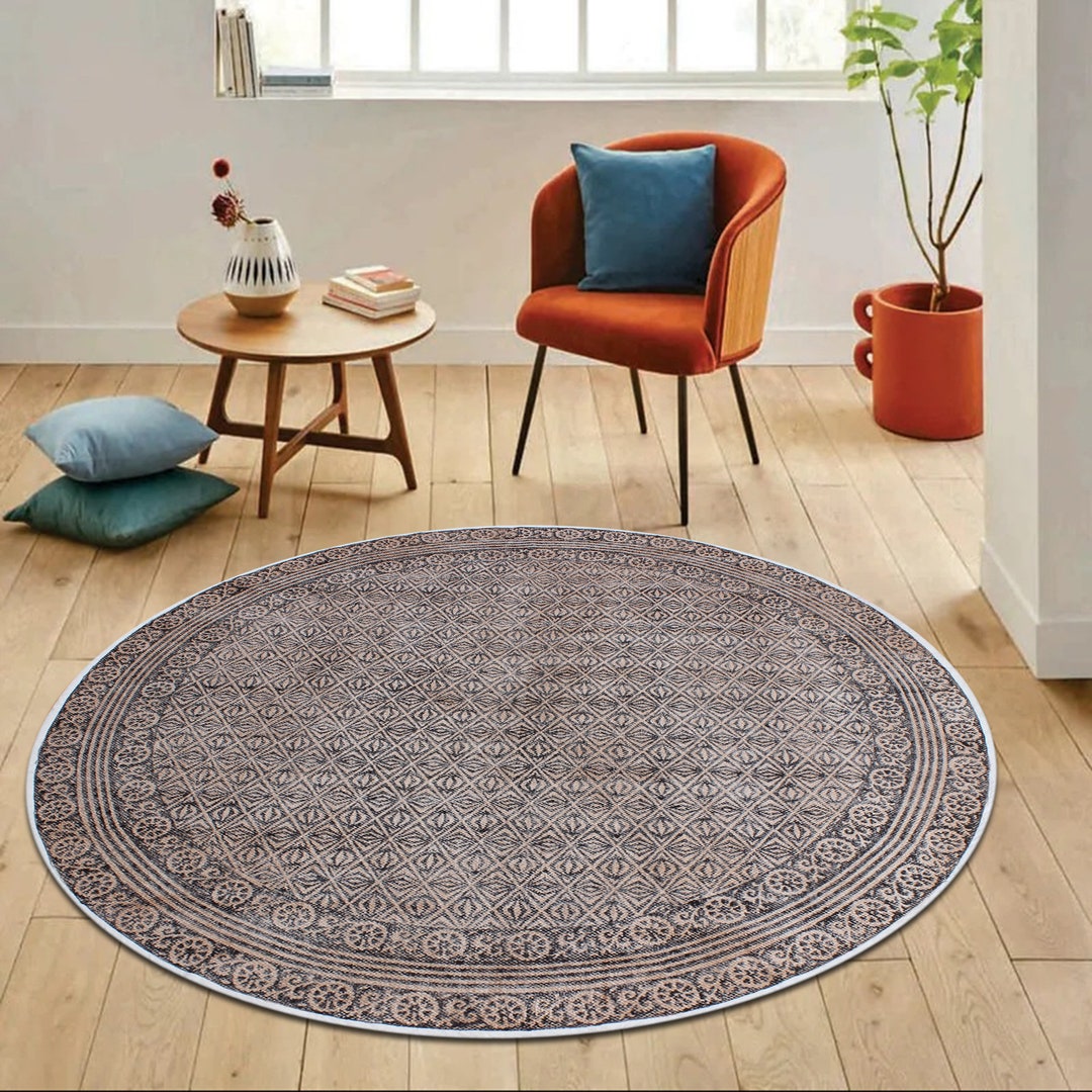 Brown Black Boho Rug Handmade Rug Custom Cotton Rug Round Area Rug ...