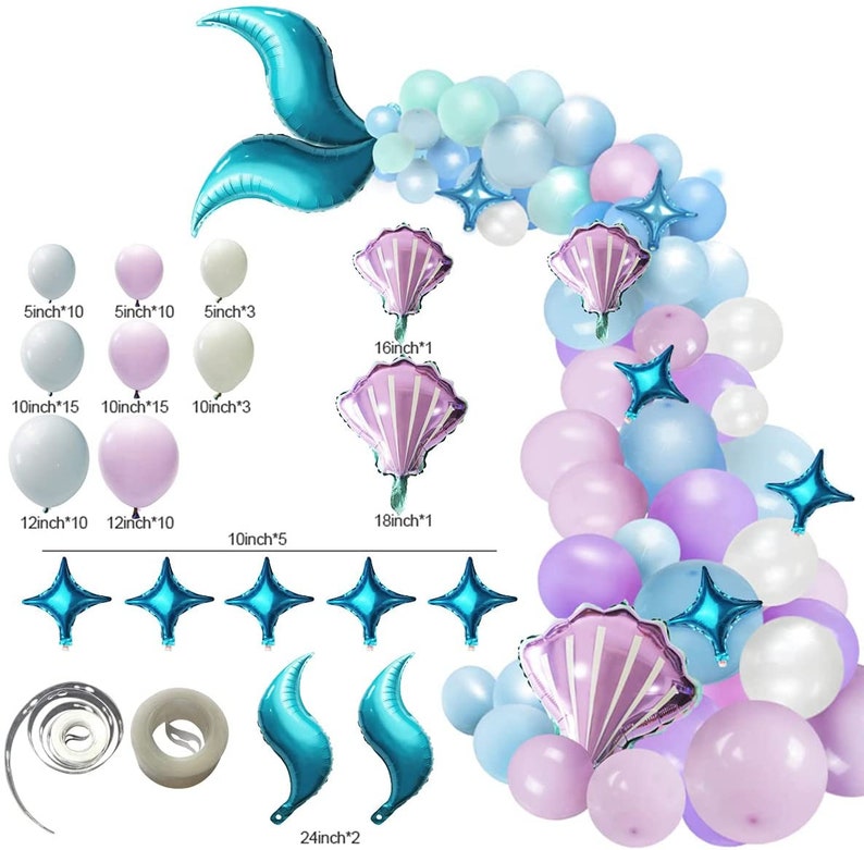 Party 87pcs Mermaid Tail Balloon Garland Little Mermaid Ballon | Etsy