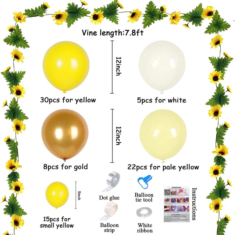 Sunflower Lemonade Party Balloon Garland Kit Yellow Pastel - Etsy