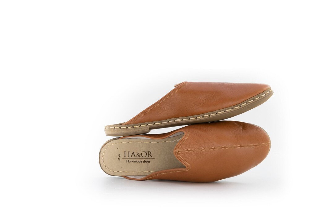 Womens Turkish Mules, Cocoa Brown Leather Mule, Flat Slippers, Winter ...
