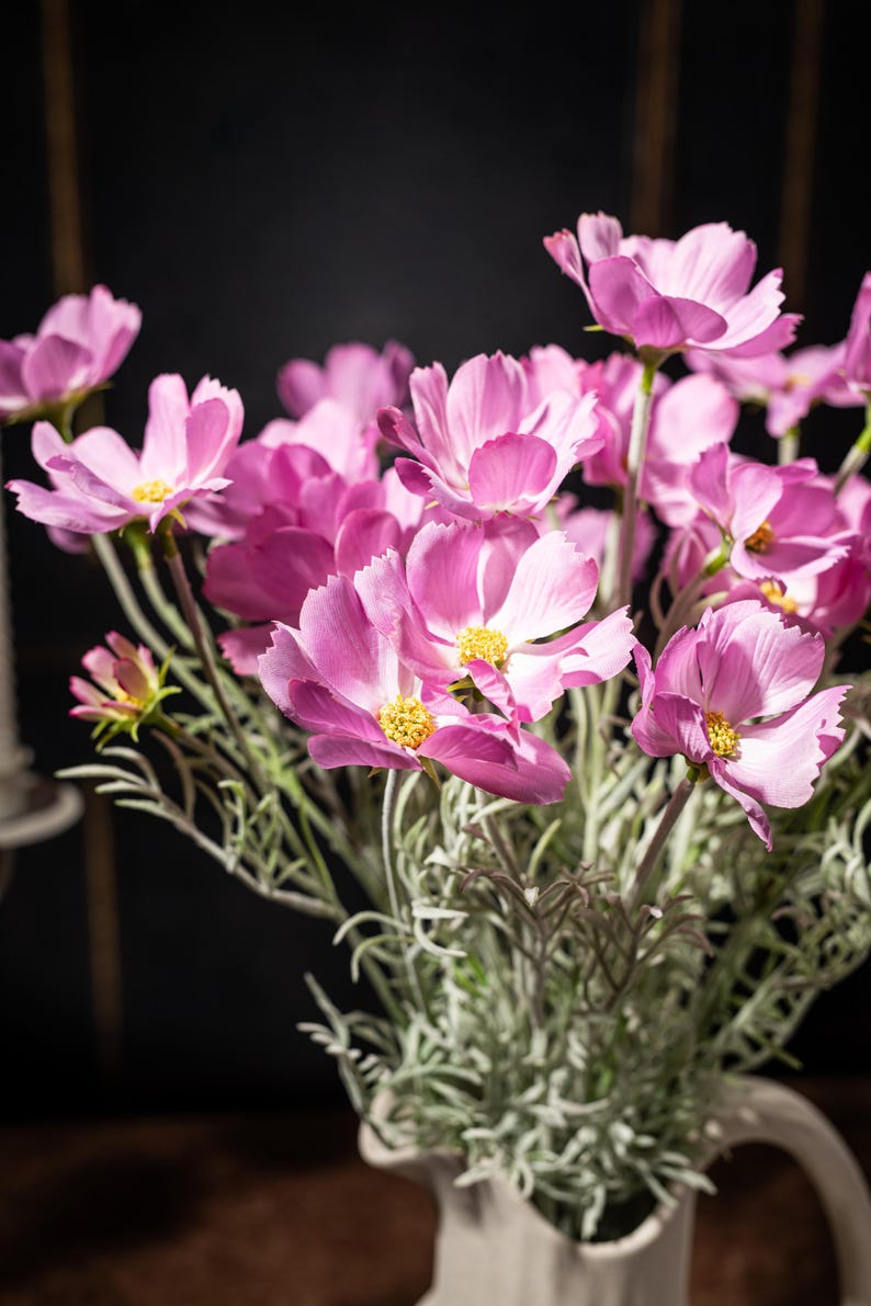 24'' Artificial Cosmos Flowers, Realistic Faux Flower, Silk Cosmos Stem ...