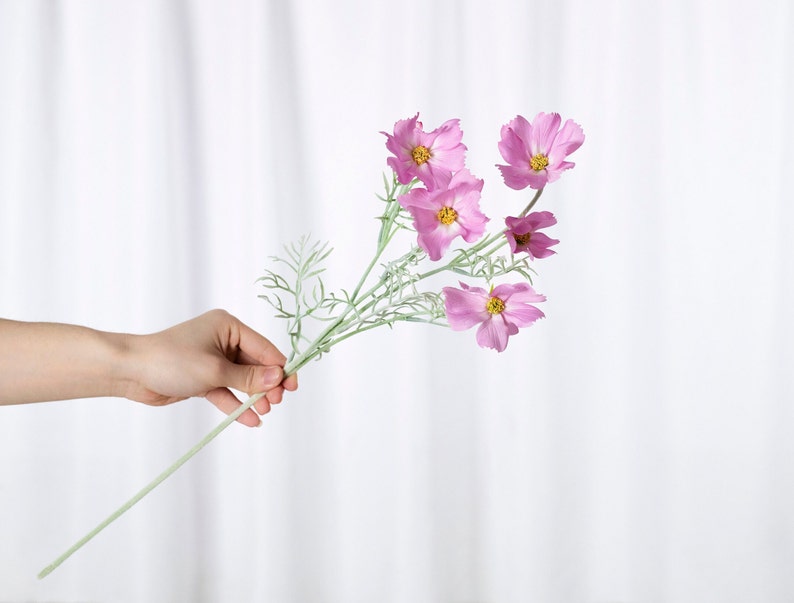 24'' Artificial Cosmos Flowers, Realistic Faux Flower, Silk Cosmos Stem ...