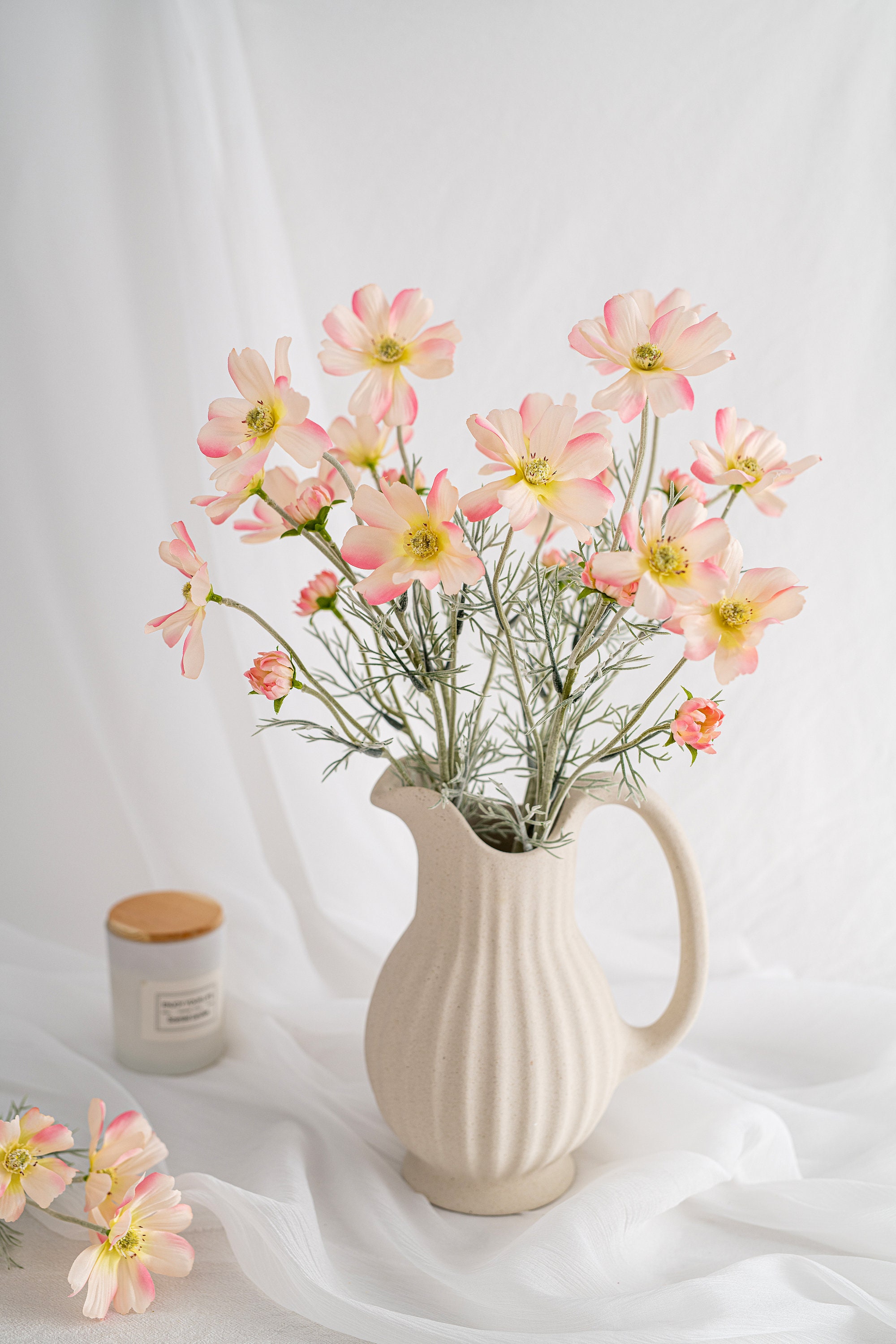 24'' Artificial Cosmos Flowers, Realistic Faux Flower, Silk Cosmos Stem ...