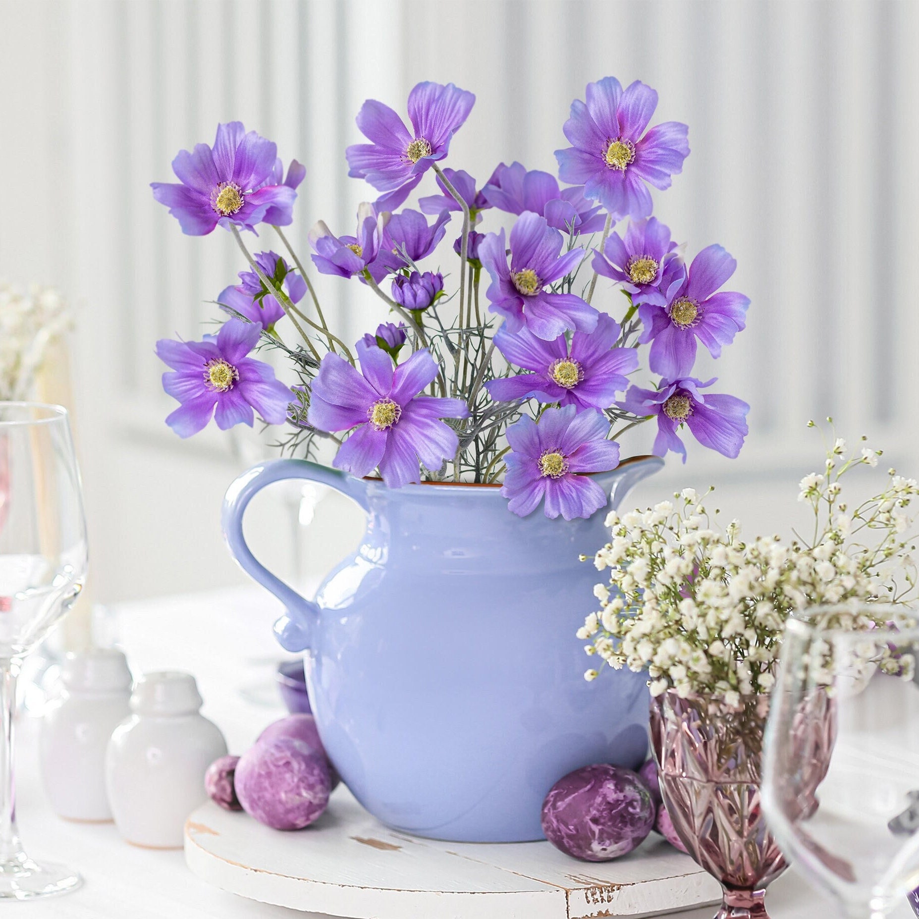 24'' Artificial Cosmos Flowers, Realistic Faux Flower, Silk Cosmos Stem ...