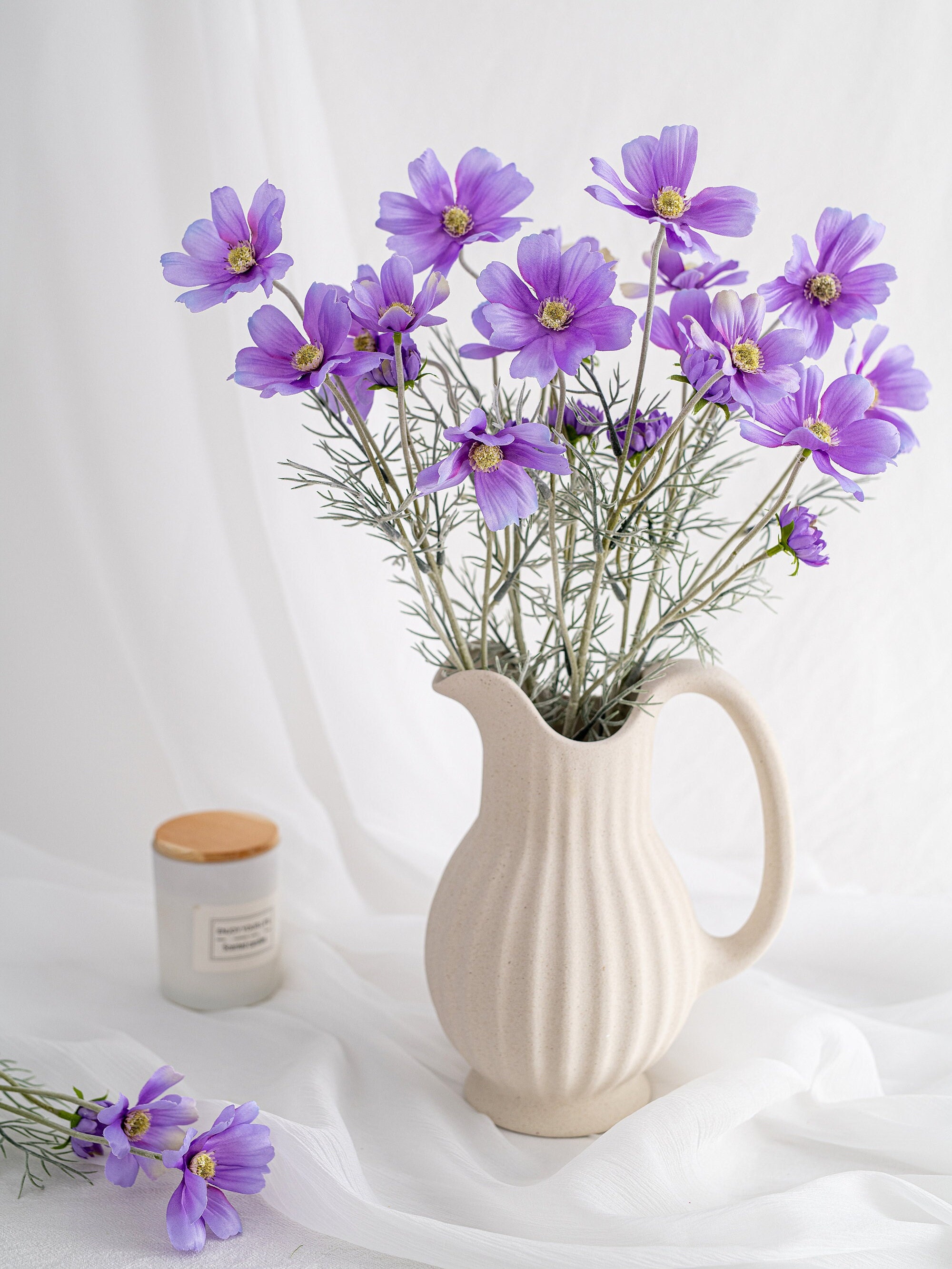 24'' Artificial Cosmos Flowers, Realistic Faux Flower, Silk Cosmos Stem ...