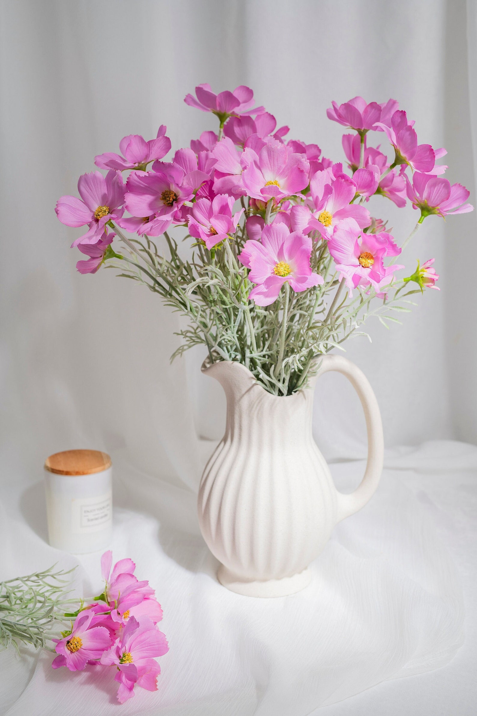 24'' Artificial Cosmos Flowers, Realistic Faux Flower, Silk Cosmos Stem ...