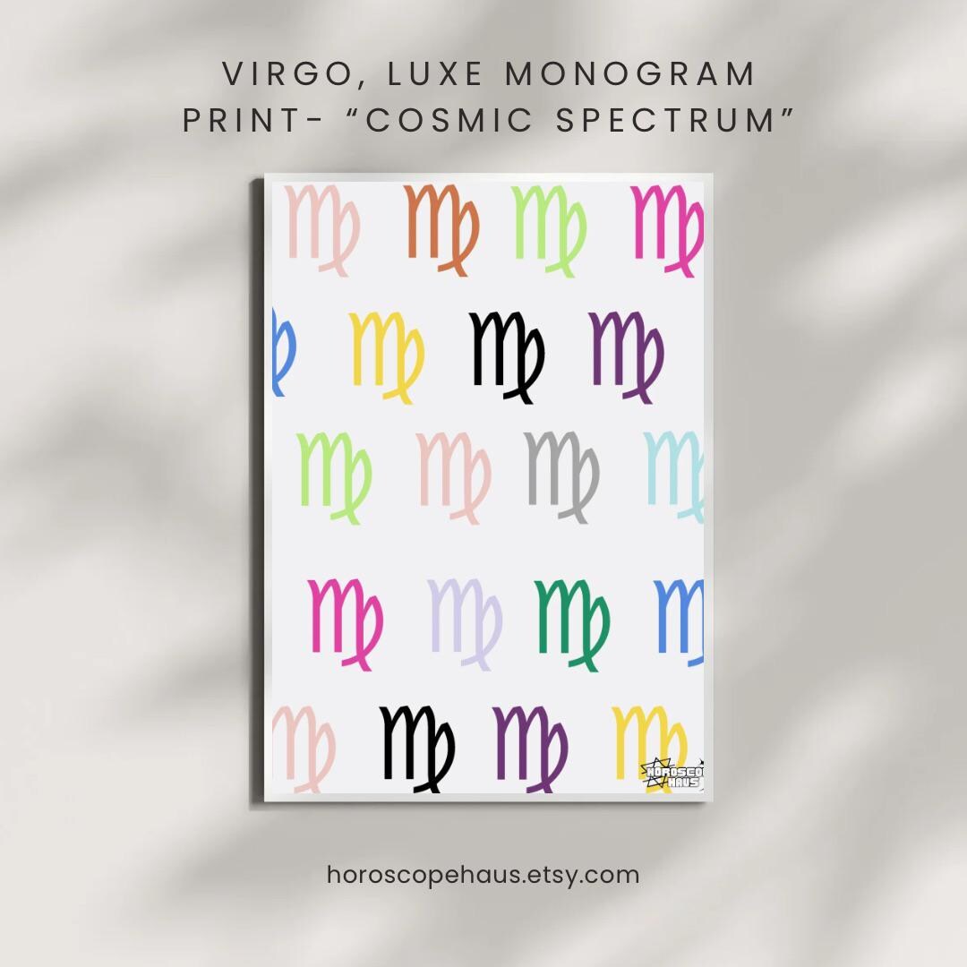 Virgo, Luxe Zodiac Monogram Print - “cosmic Spectrum” | Virgo Wall Art ...