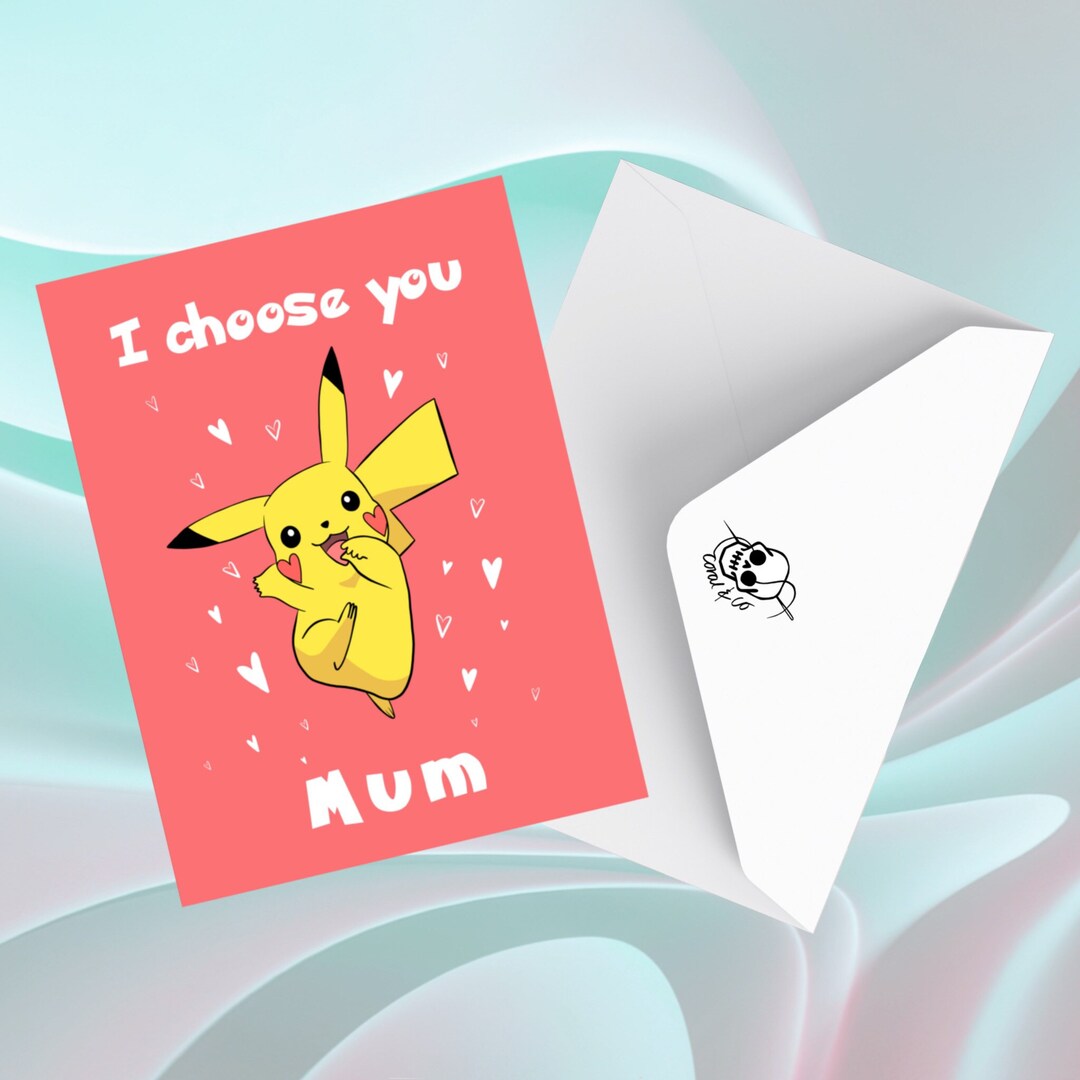 Mothers Day Card Pokemon Pikachu Gamer Cute Birthday Unique Handmade ...